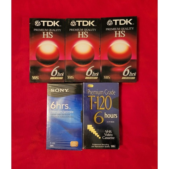 Sony, TDK, Tozai | Media | 5 New Premium Grade Sony Tdk More 6 Hrs T2 Vhs Vcr Tapes Blank ...